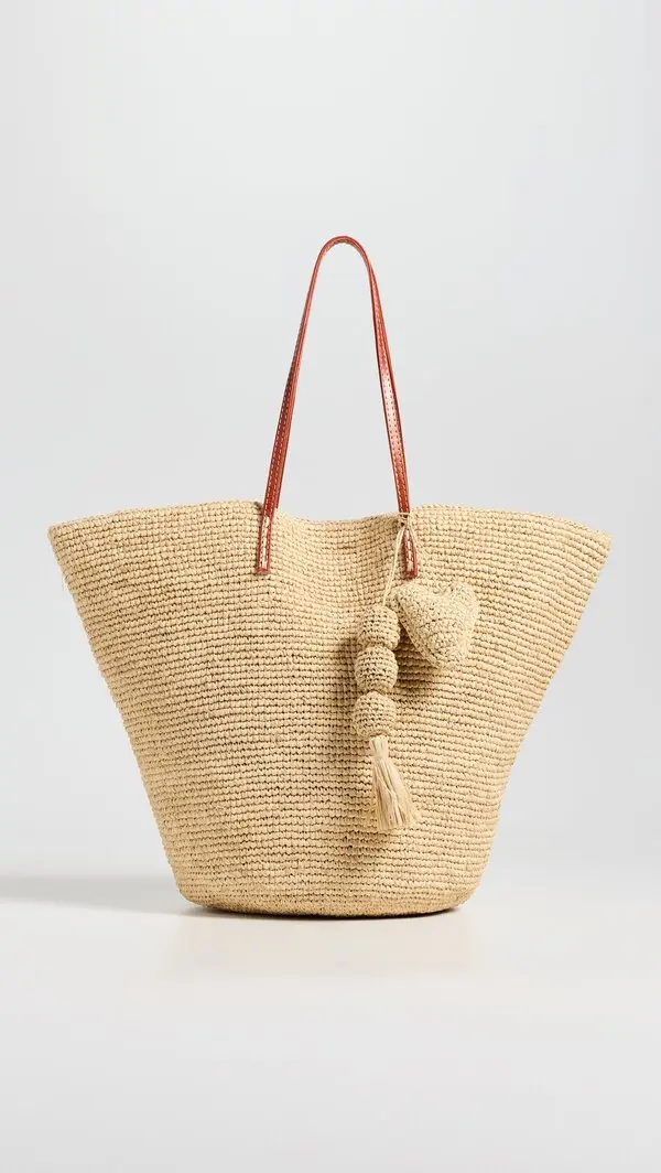 Hat Attack Raffia Tote With Leather Trim And Tassel