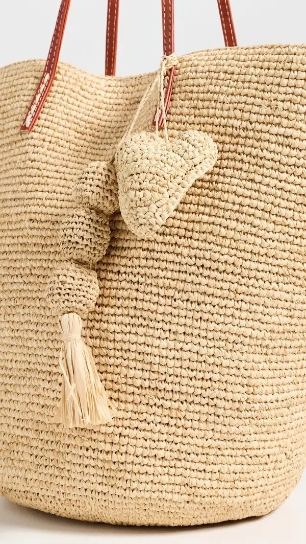 Hat Attack Raffia Tote With Leather Trim And Tassel