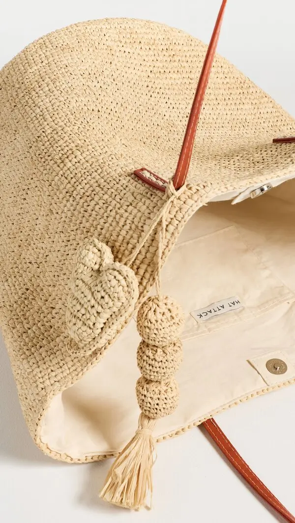 Hat Attack Raffia Tote With Leather Trim And Tassel