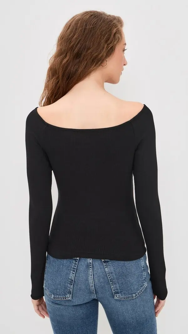 FAVORITE DAUGHTER The Sara Top Off-the-shoulder Ribbed Knit Long Sleeve