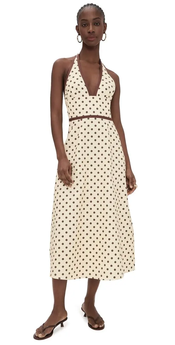 Posse Bowie Dress In Polka Dots - Vanilla/choc