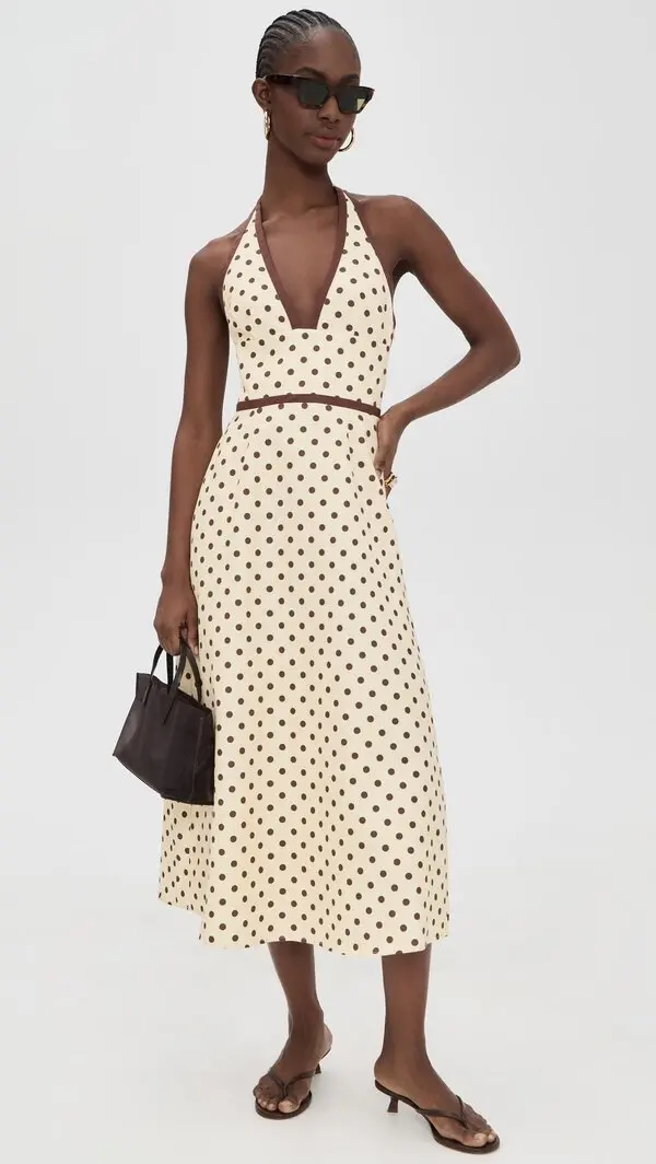 Posse Bowie Dress In Polka Dots - Vanilla/choc