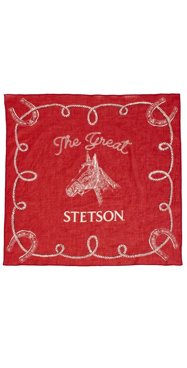 The Great. X Stetson Western Graphic Bandana - Red
