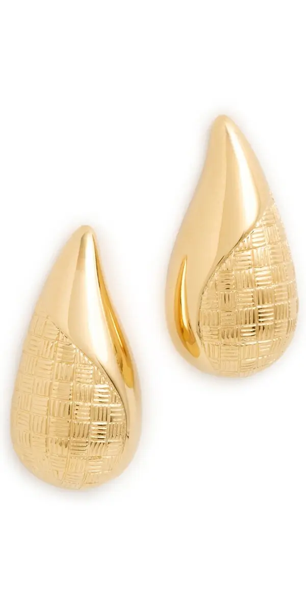 GWEN BELOTI Woven Wave Tear Drop Earrings - Gold