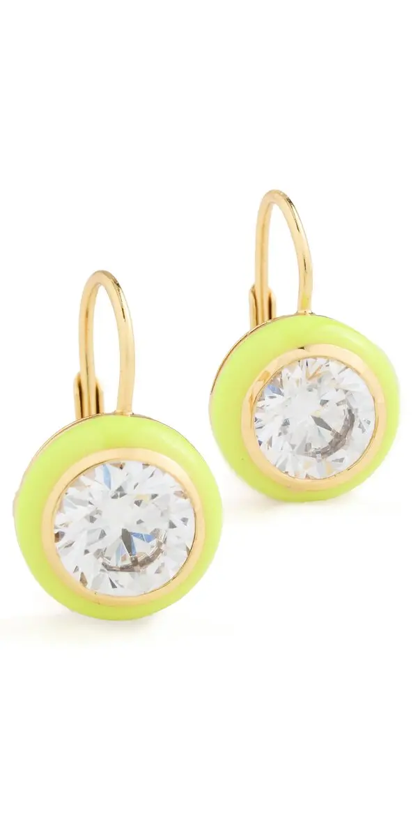 HART Enamel Bezel Drop Earrings - Chartreuse