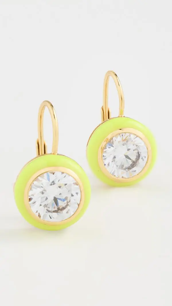 HART Enamel Bezel Drop Earrings - Chartreuse