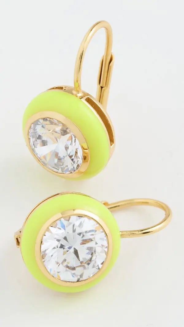 HART Enamel Bezel Drop Earrings - Chartreuse