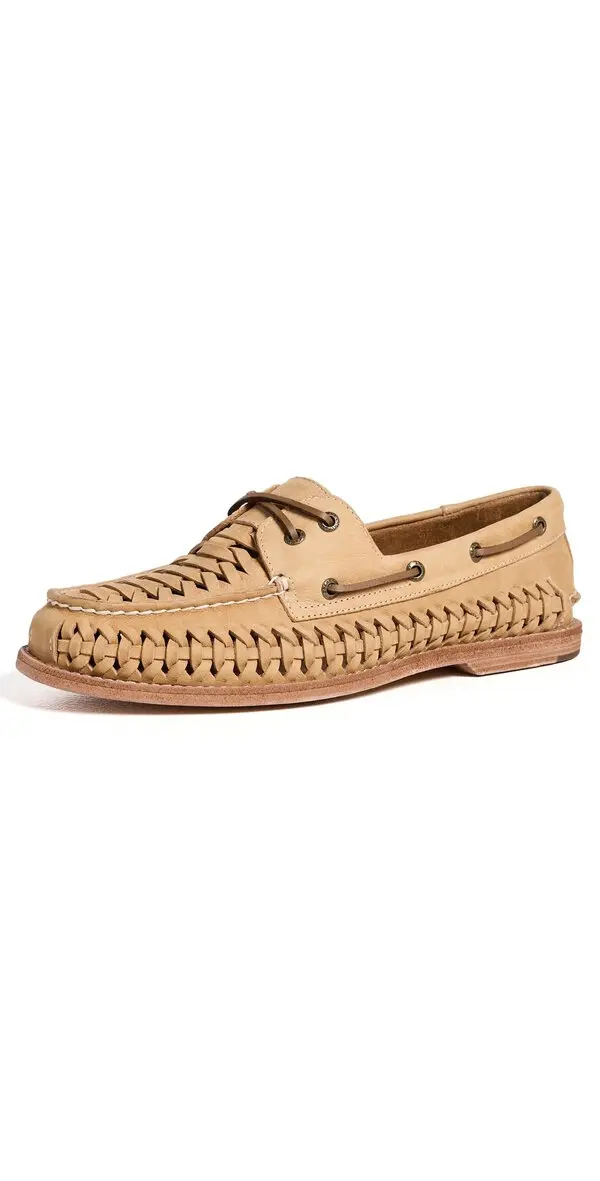 Sperry Gold Cup Woven Leather Boat Shoes - Tan