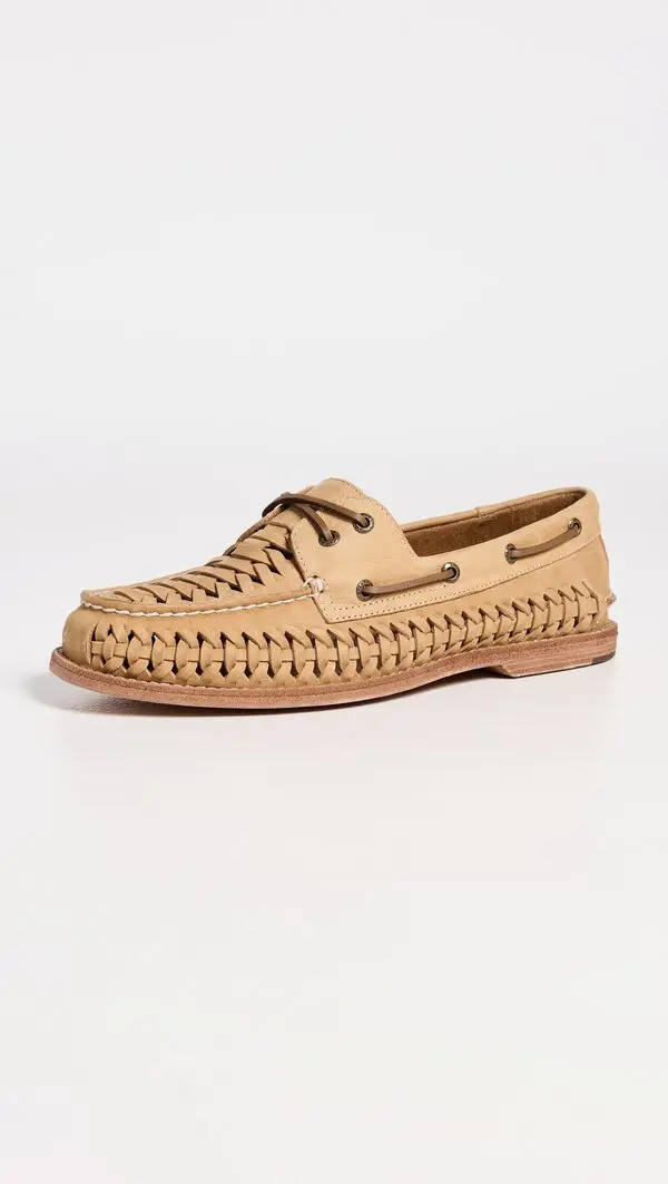 Sperry Gold Cup Woven Leather Boat Shoes - Tan