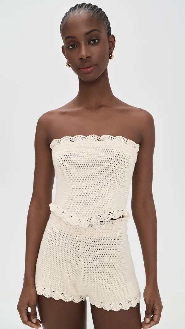 Posse Dylan Crochet Strapless Top