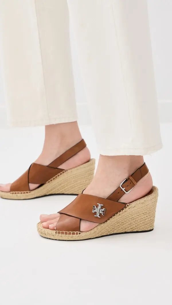 Tory Burch Turnlock Wedge Espadrilles - Classic Cuoio