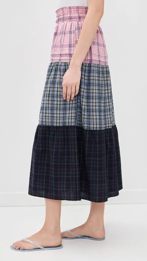 ROWING BLAZERS Tiered Plaid Skirt