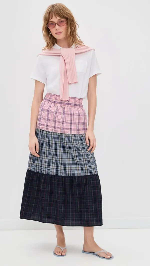 ROWING BLAZERS Tiered Plaid Skirt