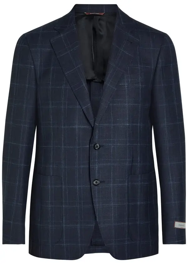 Canali Plaid Wool-blend Blazer