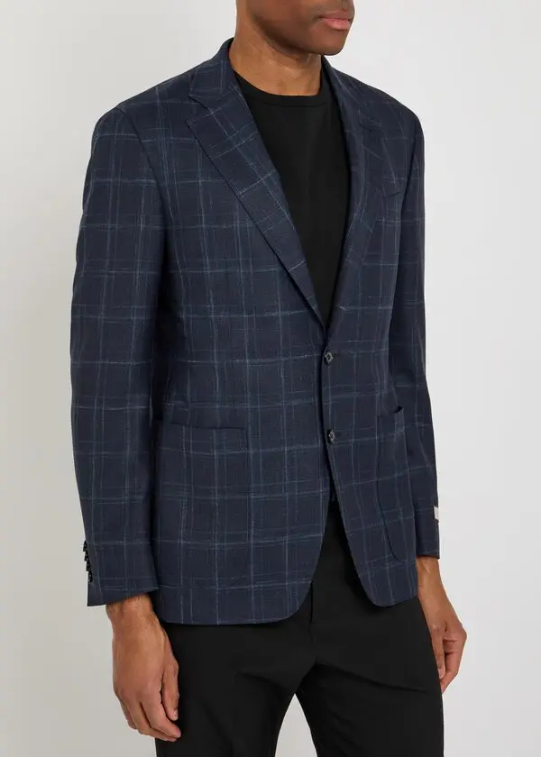 Canali Plaid Wool-blend Blazer