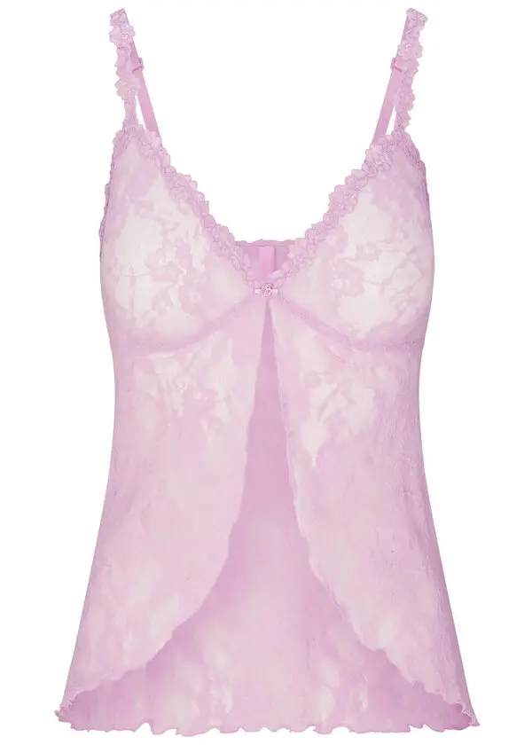 SKIMS Stretch-lace Babydoll Top - Light Pink