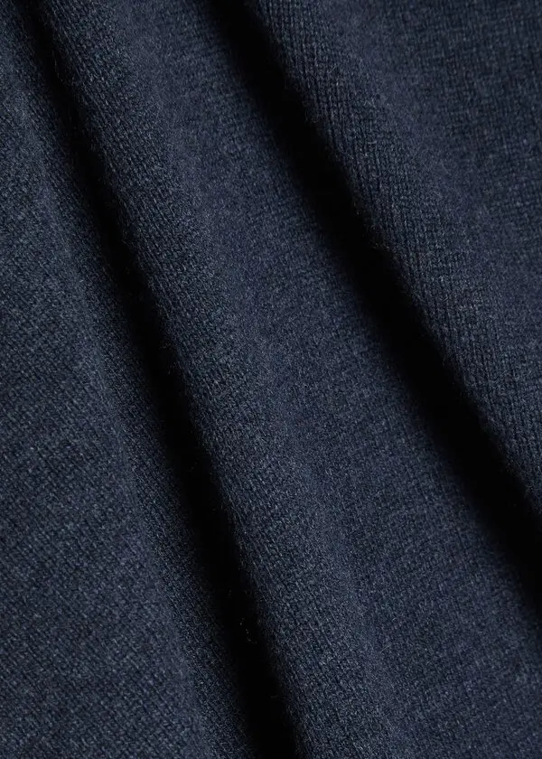 BOSS Open Collar Wool Jumper - Navy