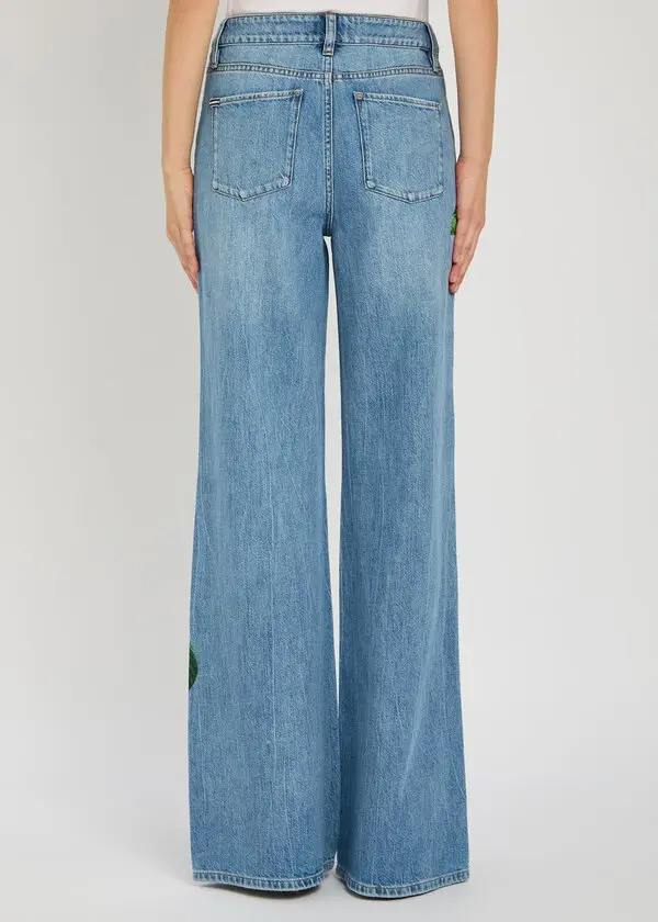 Alice + Olivia Floral-print Straight-leg Jeans - Blue