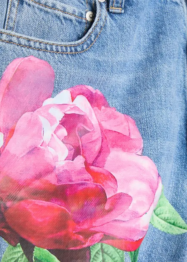 Alice + Olivia Floral-print Straight-leg Jeans - Blue