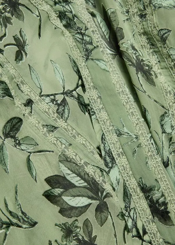 Alice + Olivia Arlette Devoré Chiffon Blouse - Green