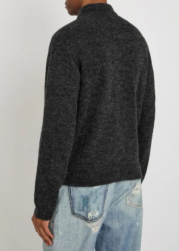 Our Legacy Brushed Wool-blend Polo Shirt - Charcoal