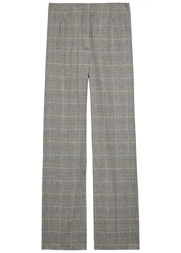 Veronica Beard Checked Straight-leg Trousers - Black
