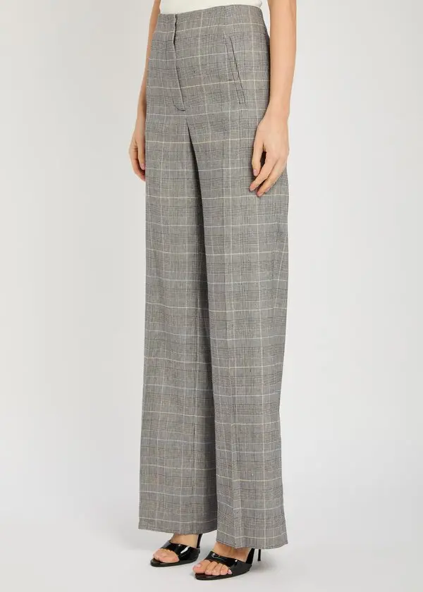 Veronica Beard Checked Straight-leg Trousers - Black