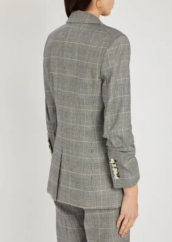 Veronica Beard Battista Checked Linen-blend Blazer - Black