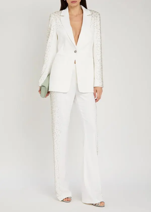 Alice + Olivia Crystal-embellished Crepe Blazer