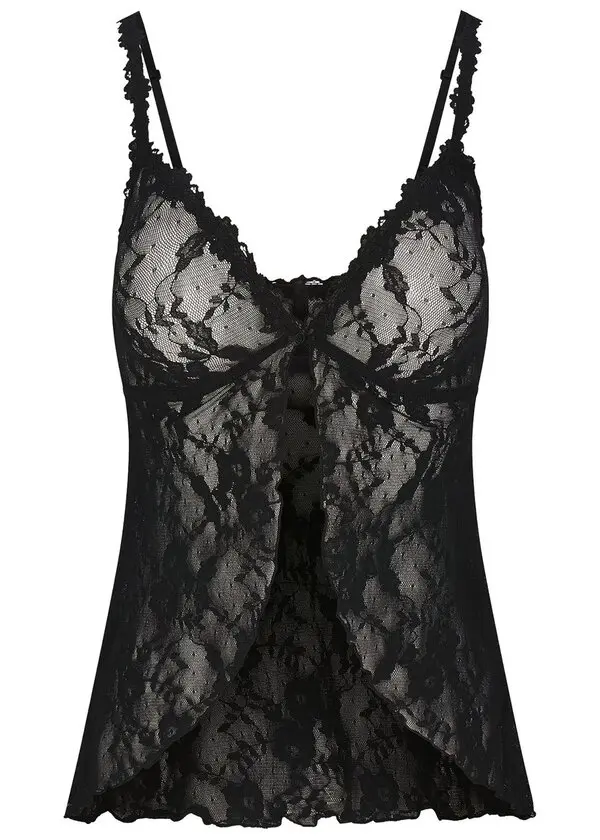 SKIMS Stretch-lace Babydoll Top - Dark Grey