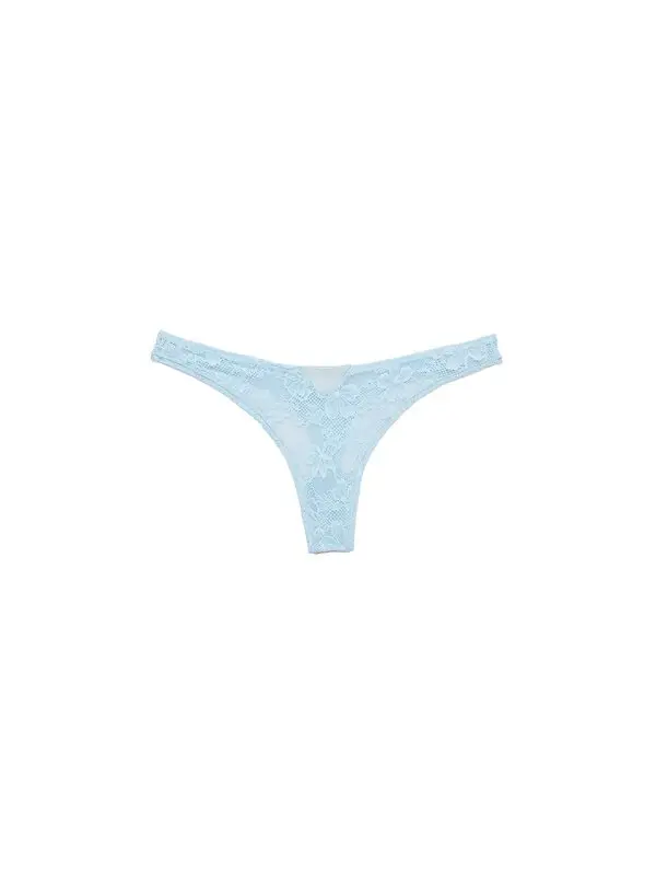 FLEUR DU MAL Le Stretch Lace Thong - Forget Me Not