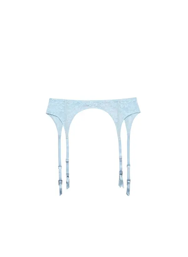 FLEUR DU MAL Le Stretch Lace Garter Belt - Forget Me Not