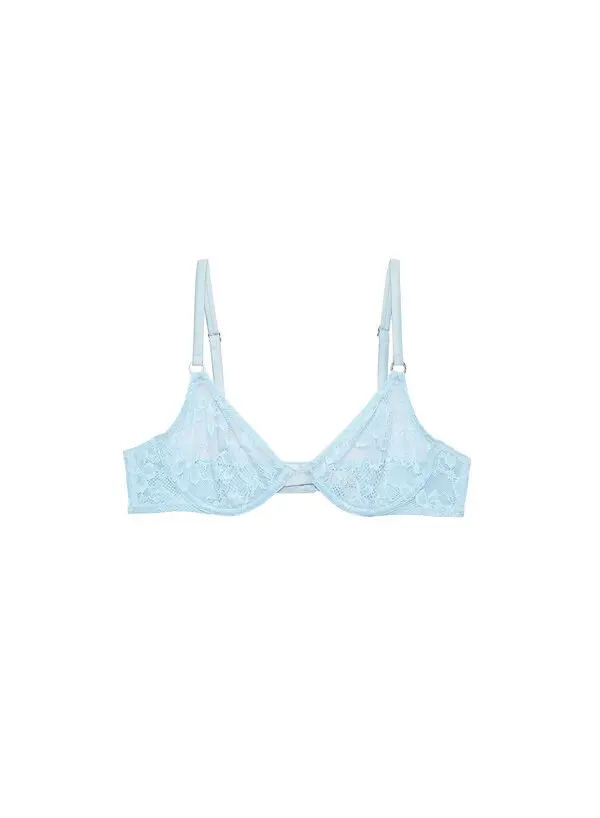 FLEUR DU MAL Le Stretch Lace Demi Bra - Forget Me Not