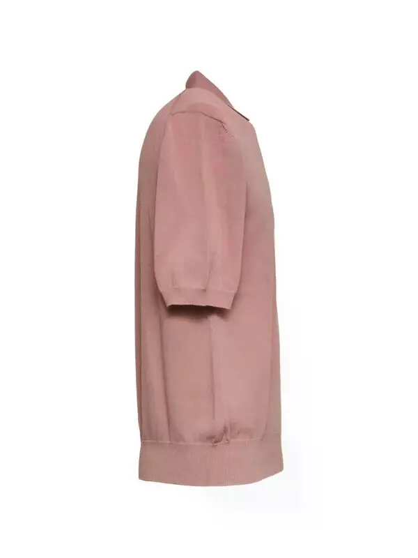 ZANONE Button Ribbed Polo Shirt - Pink