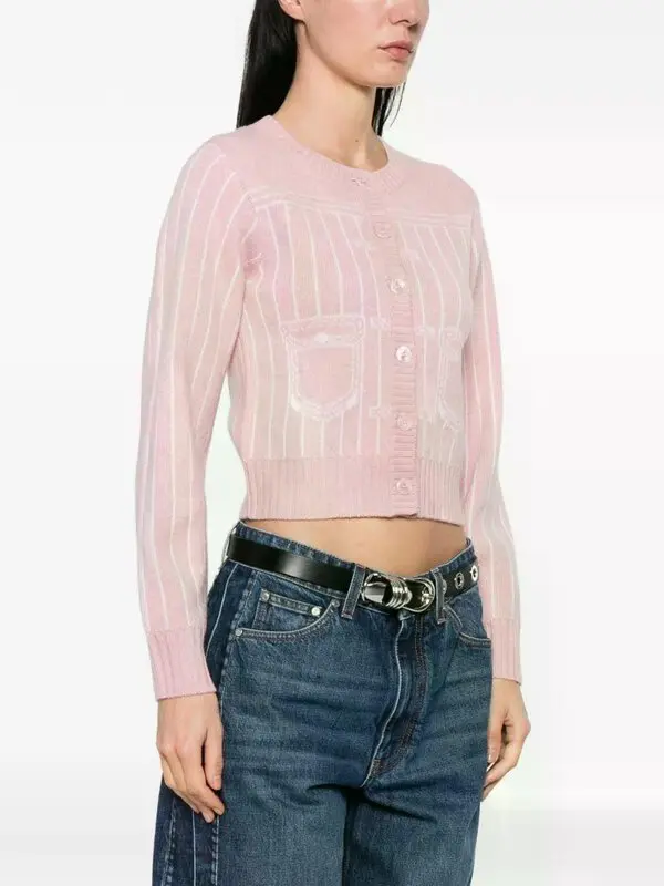 Kenzo Striped Knit Cardigan - Pink