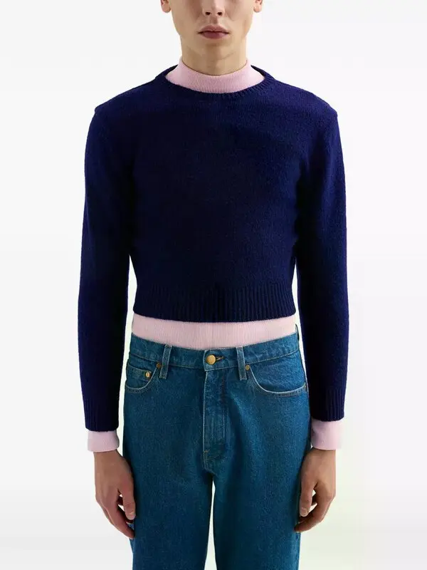 JIL SANDER Cropped Wool Crew Neck Sweater
