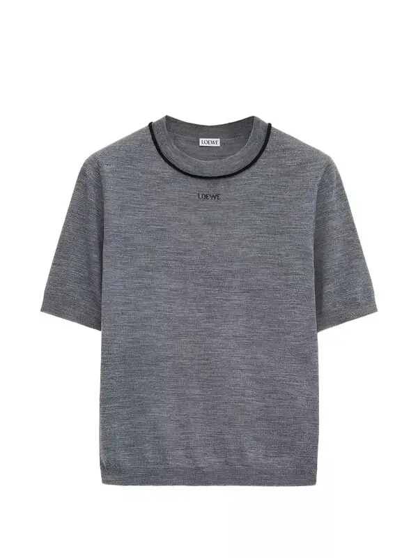 Loewe Logo-detail Knitted T-shirt - Grey