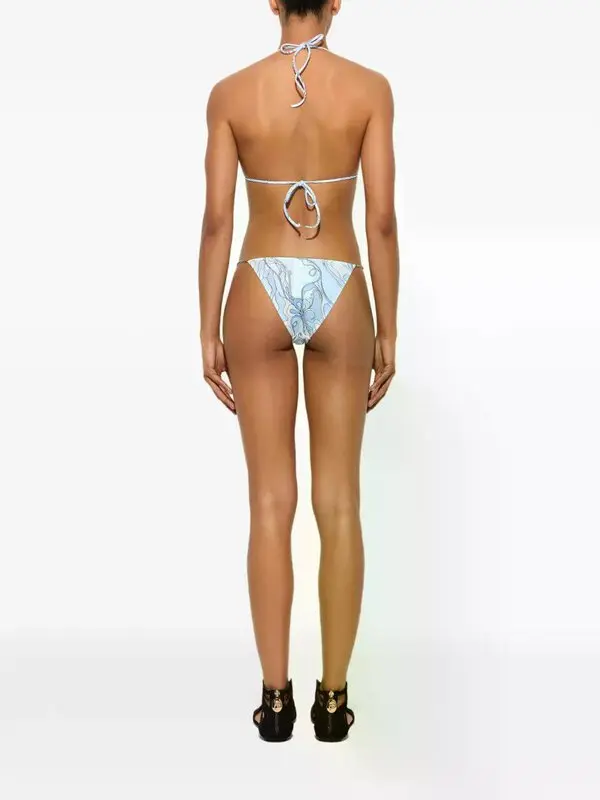 Emilio Pucci Orchidee Print Bikini Bottoms With Side Chain Detail - Blue