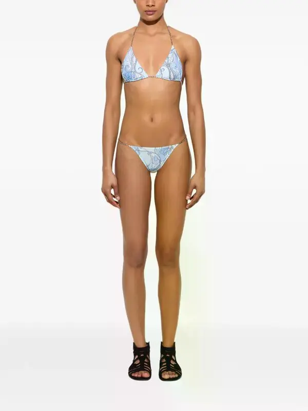 Emilio Pucci Orchidee-print Triangle Bikini Top - Blue