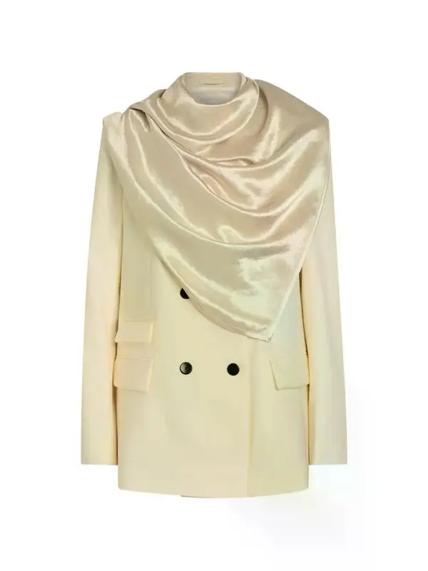 Maria Mcmanus Double-breasted Blazer With Layered Shawl - Neutrals