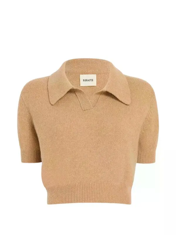 Khaite Leni Merino Wool & Mongolian Cashmere Polo Sweater - Neutrals