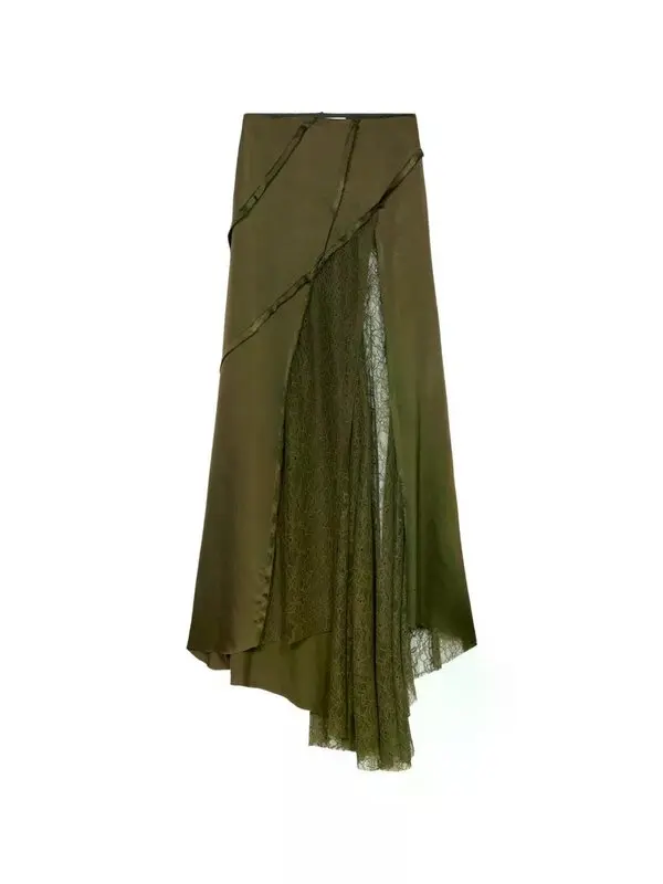 Blumarine Panelled Lace-overlay Skirt - Green