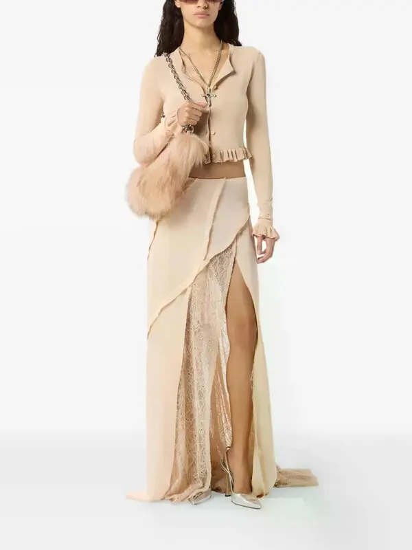 Blumarine Lace-detail Asymmetrical Skirt - Neutrals