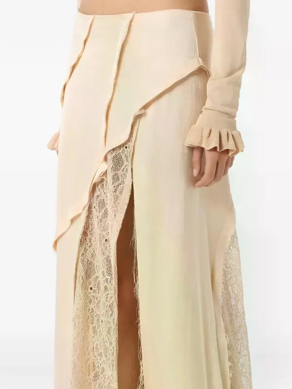 Blumarine Lace-detail Asymmetrical Skirt - Neutrals