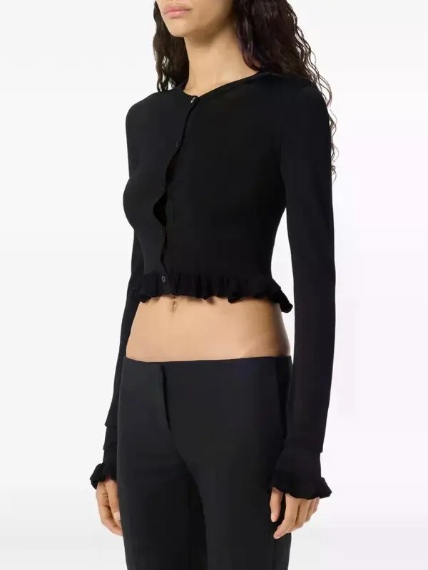 Blumarine Long-sleeve Cardigan With Ruffled Trim