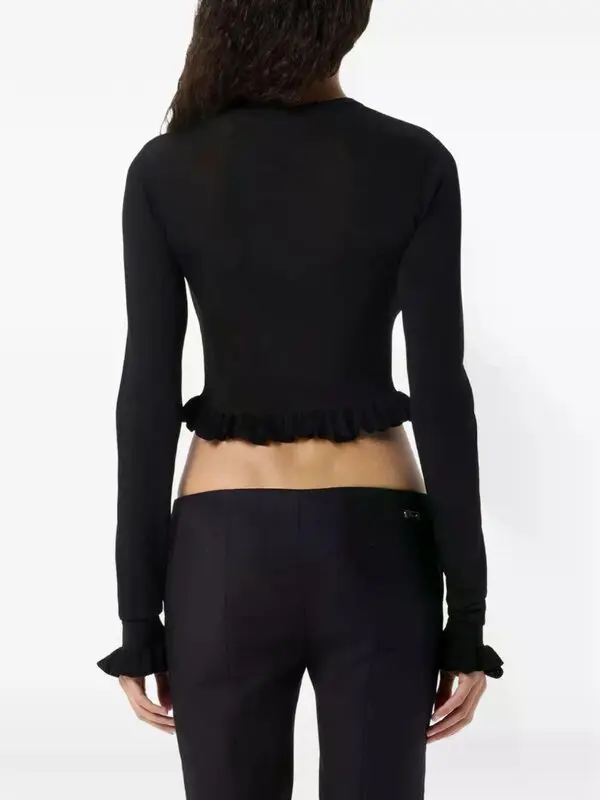 Blumarine Long-sleeve Cardigan With Ruffled Trim