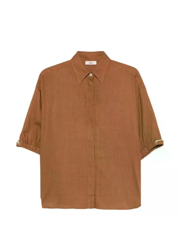 Herno Elasticated Sleeves Shirt - Brown