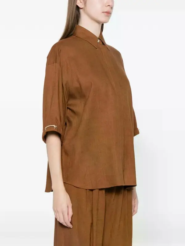Herno Elasticated Sleeves Shirt - Brown