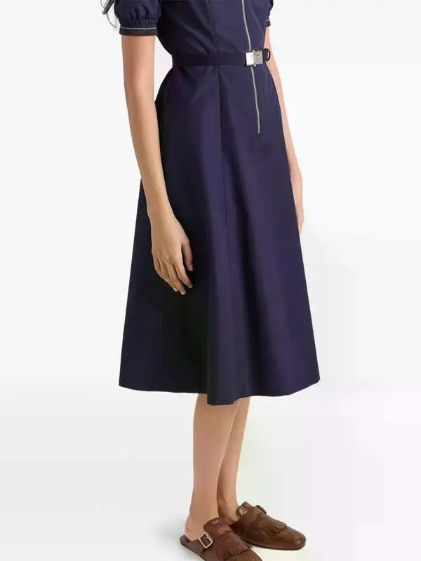 Prada Poplin Belted Shirt Dress - Blue