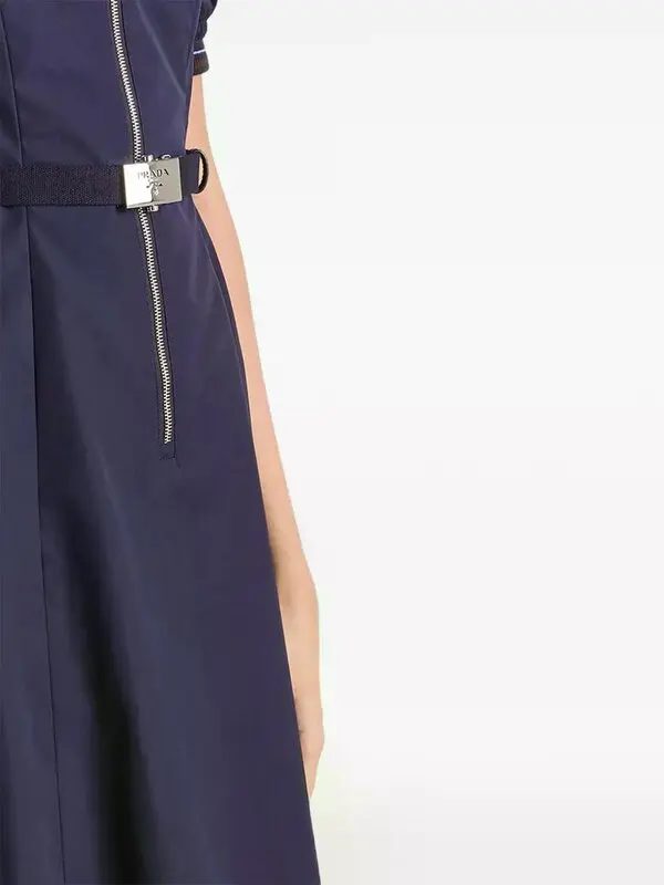 Prada Poplin Belted Shirt Dress - Blue
